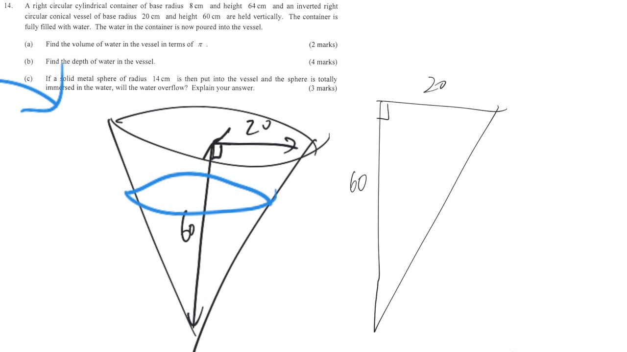 DSE maths core 2018 paper1 #14 area and volume cone - YouTube