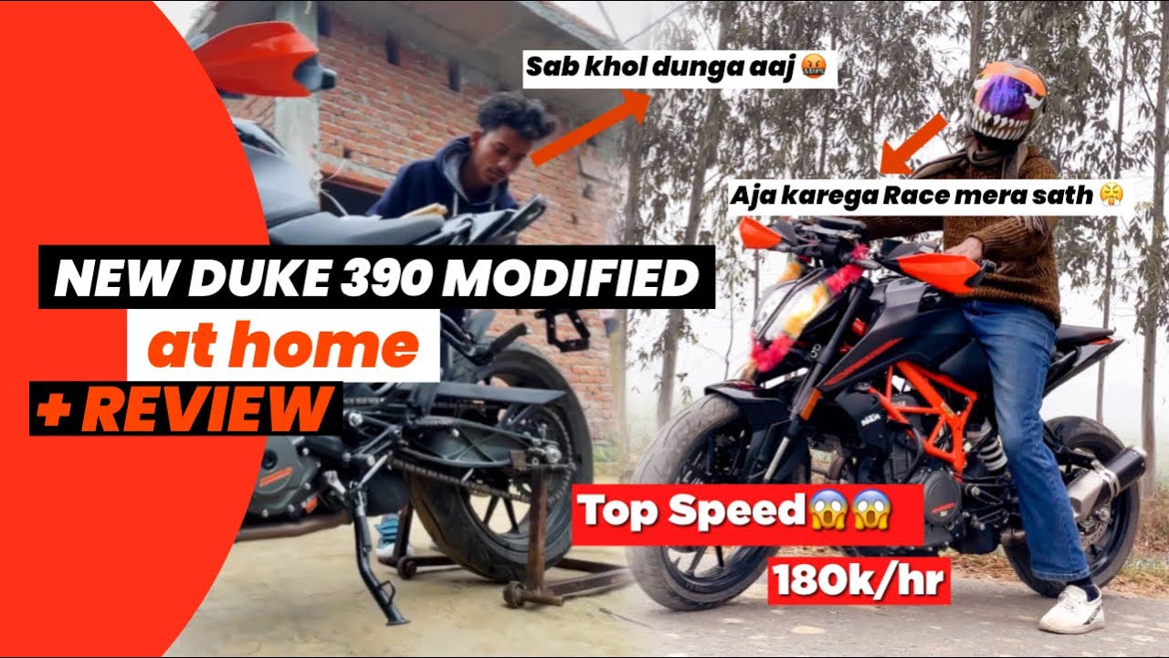 DUKE 390 MODIFIED AT HOME 😱| TOP SPEED Duke 390 (180km/h) - YouTube