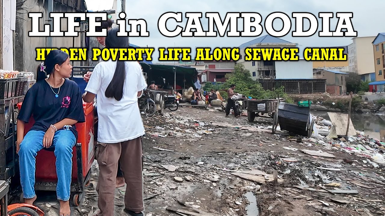 HIDDEN POVERTY LIFE ALONG SEWAGE CANAL in PHNOM PENH CITY, CAMBODIA - [2K] Walk Tour - YouTube