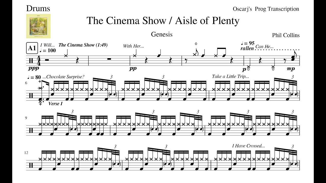 [PDT] Genesis - The Cinema Show / Aisle of Plenty Drum Transcription ...