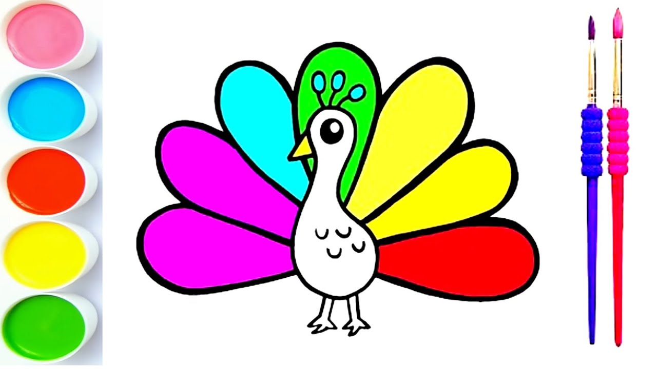 Peacock Drawing Panting And Colouring For Kids Toddlers | peacock ...