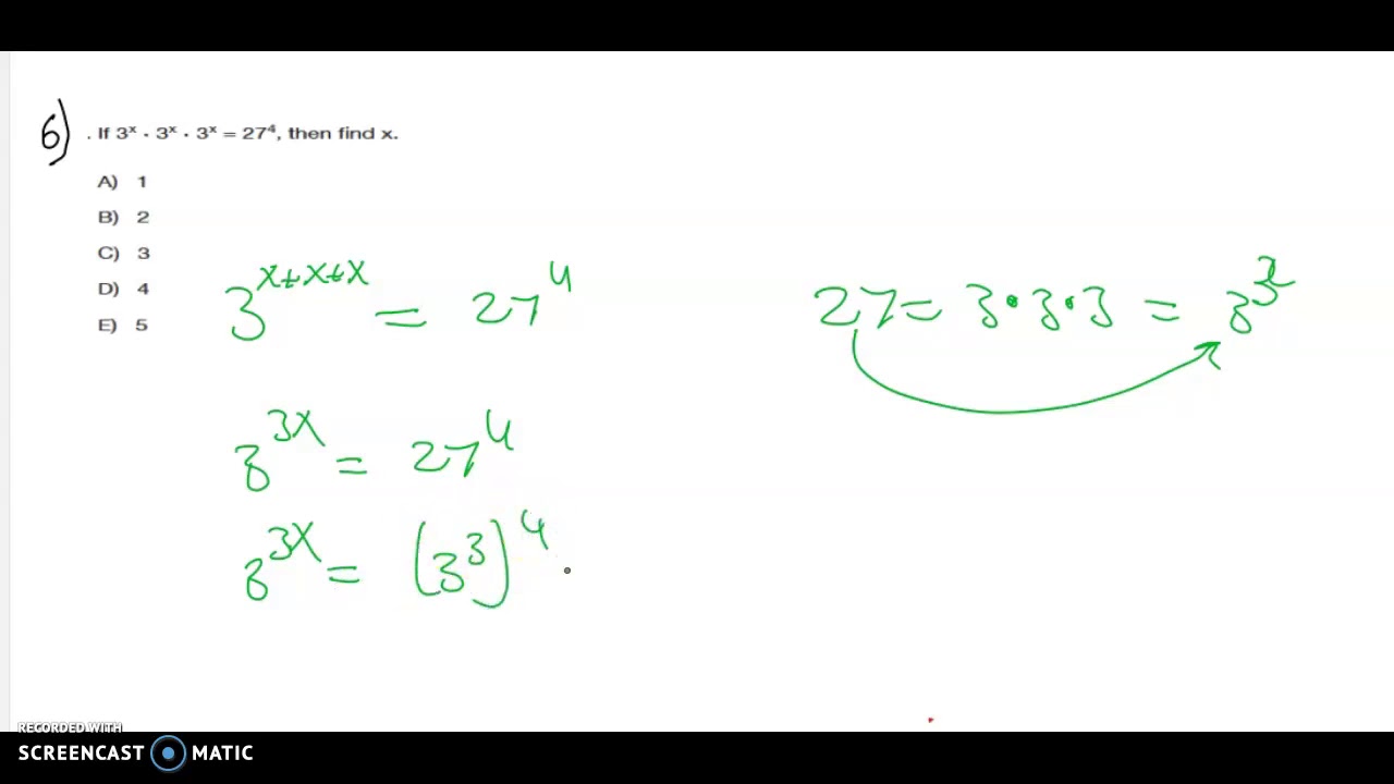 Exponents Topic- PSAT Math Test & SAT Math Test Level - YouTube