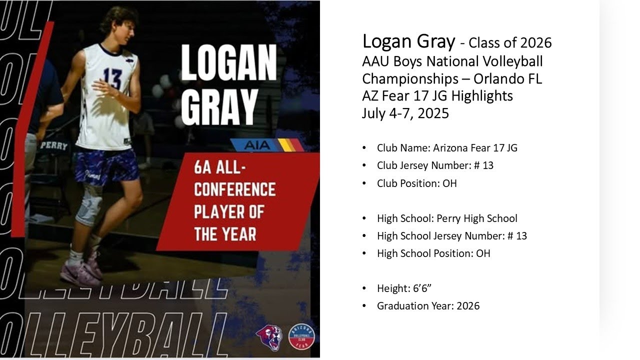 Logan Gray, 6'6" OH | Class of 2026 | AZ Fear 17 JG | AAU Volleyball ...