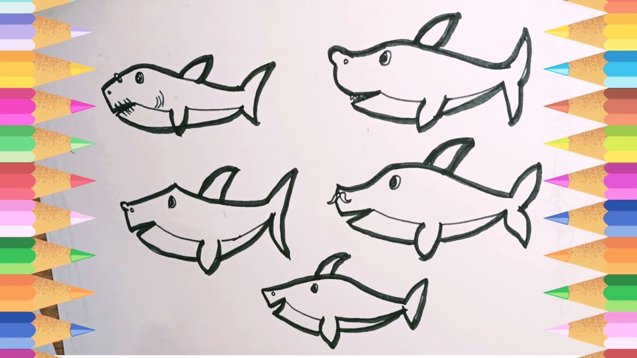 Baby Shark whole Family Drawing | Painting Coloring For kids | Toddler ...