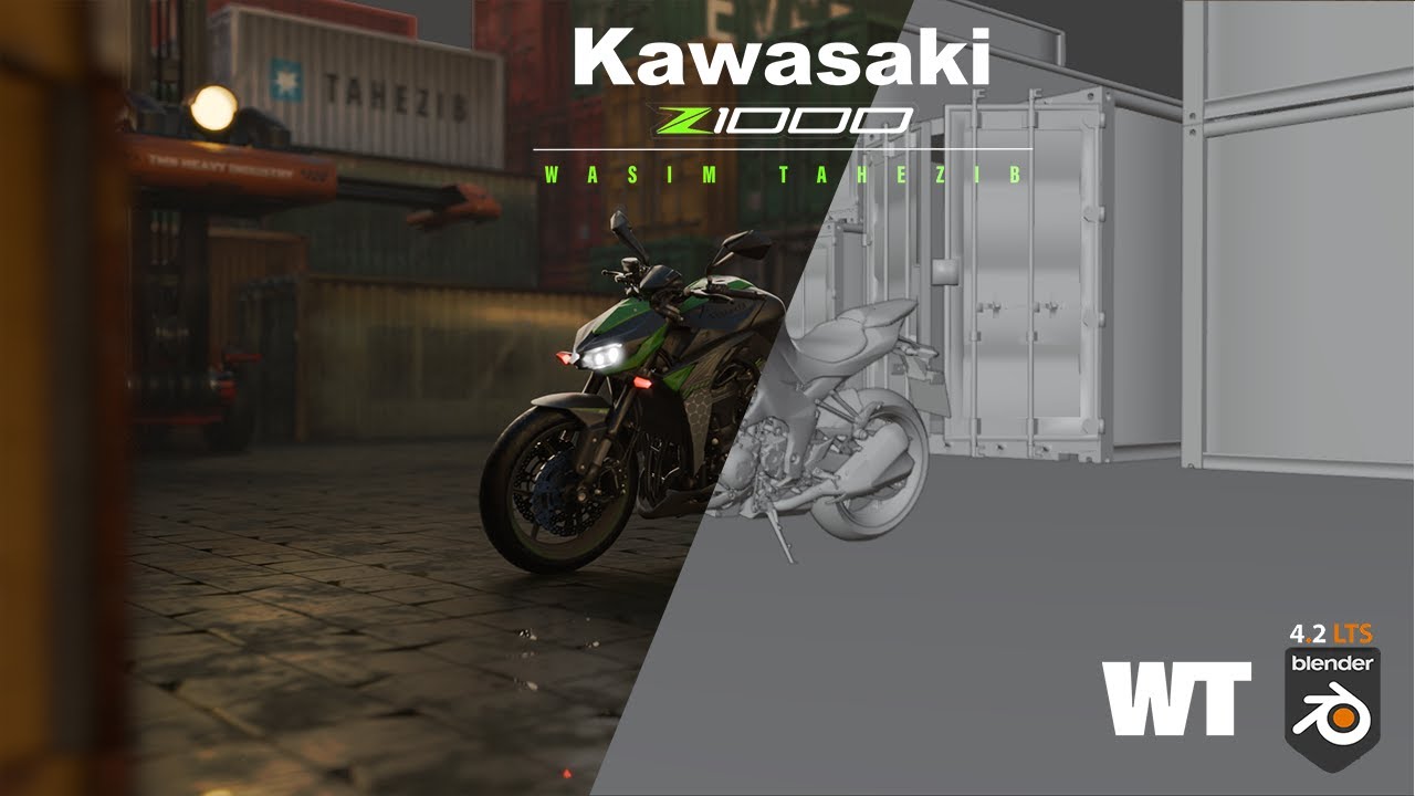 Kawasaki Z1000 Fan Art Animation - Blender 4.2 - YouTube