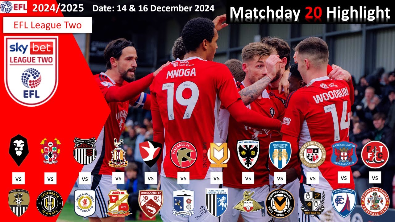 Highlights Summary, Matchday 20, 2024/25 EFL League Two - YouTube