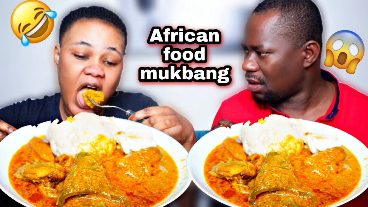 Eating Banku and okro soup with folk and knife to see my husband ...