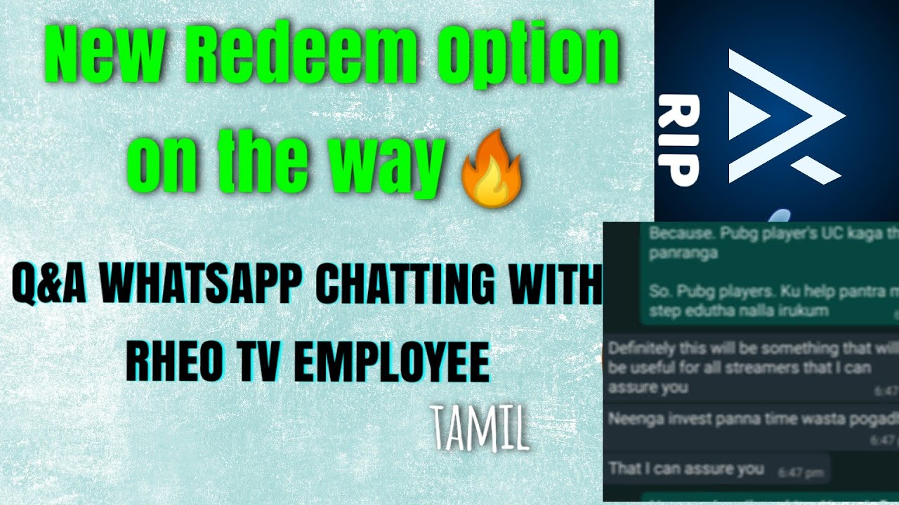 When Rheo TV Redeem option work Q&A and whatsapp chat with Rheo TV ...