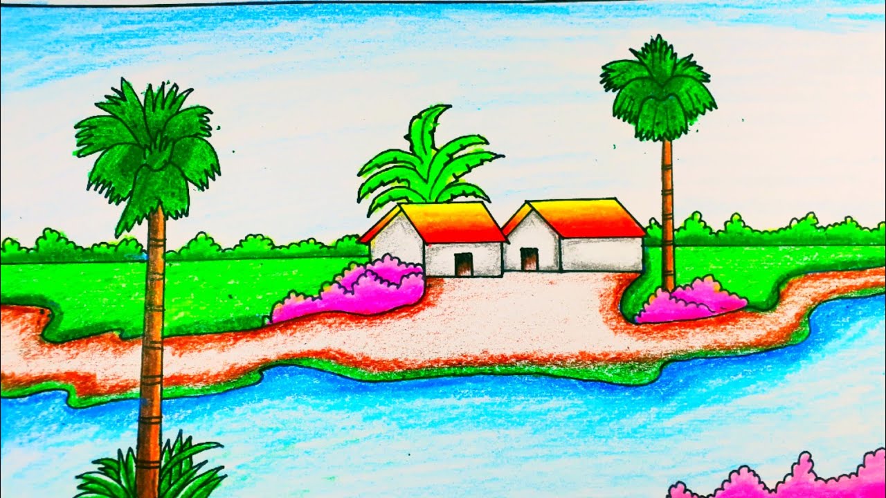 village scenery drawing/gramer drisso drawing step by step - YouTube