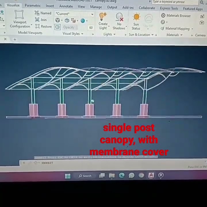 single post canopy, with membrane cover - YouTube