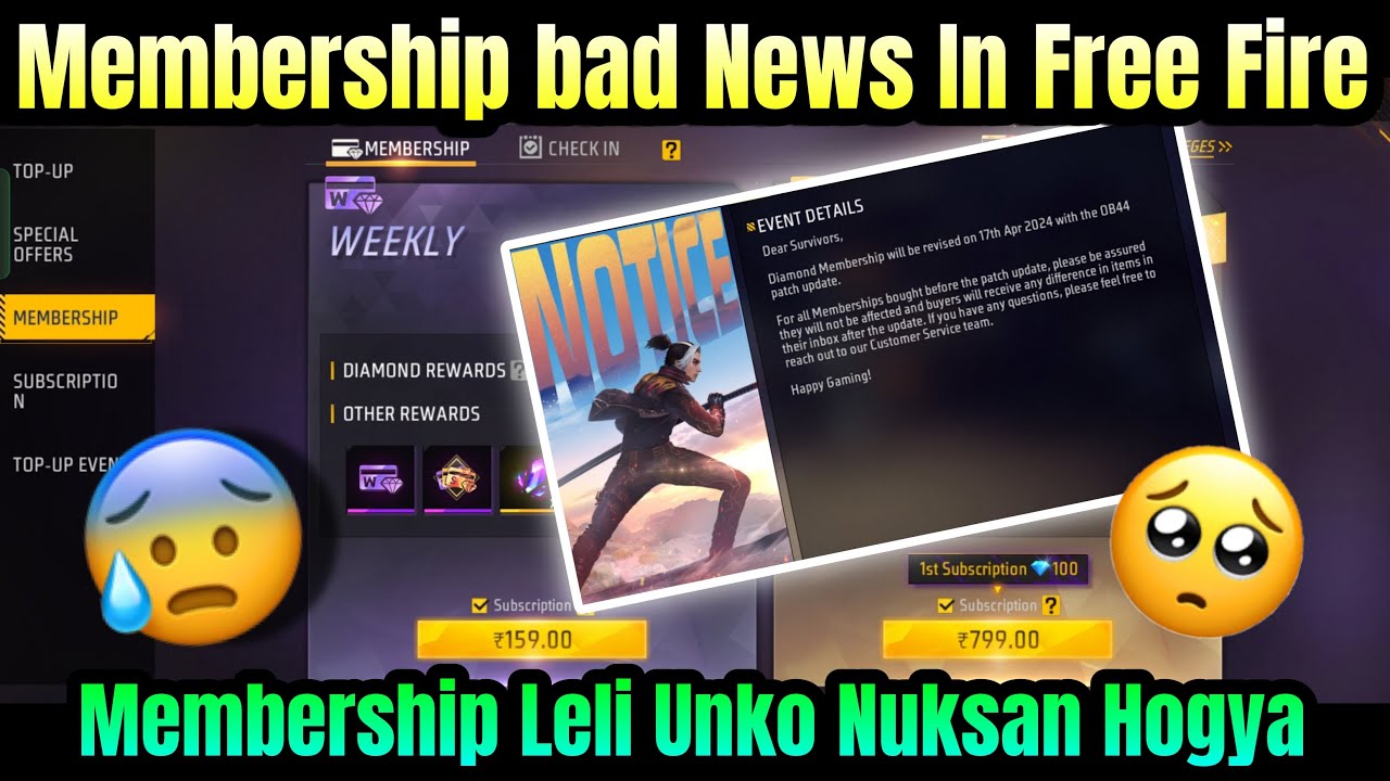 Bad News For FF Membership | Free Fire Membership News | Free Fire News ...