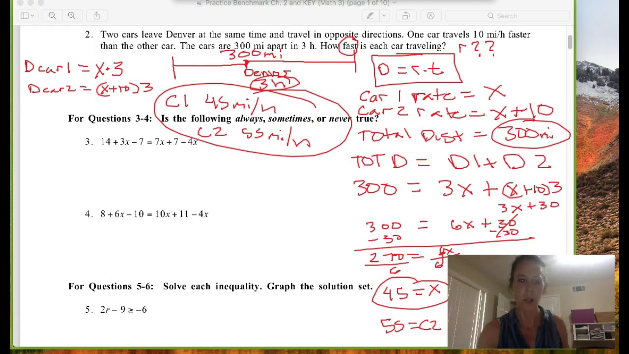 Practice Benchmark Ch. 2 (Math 3) - YouTube
