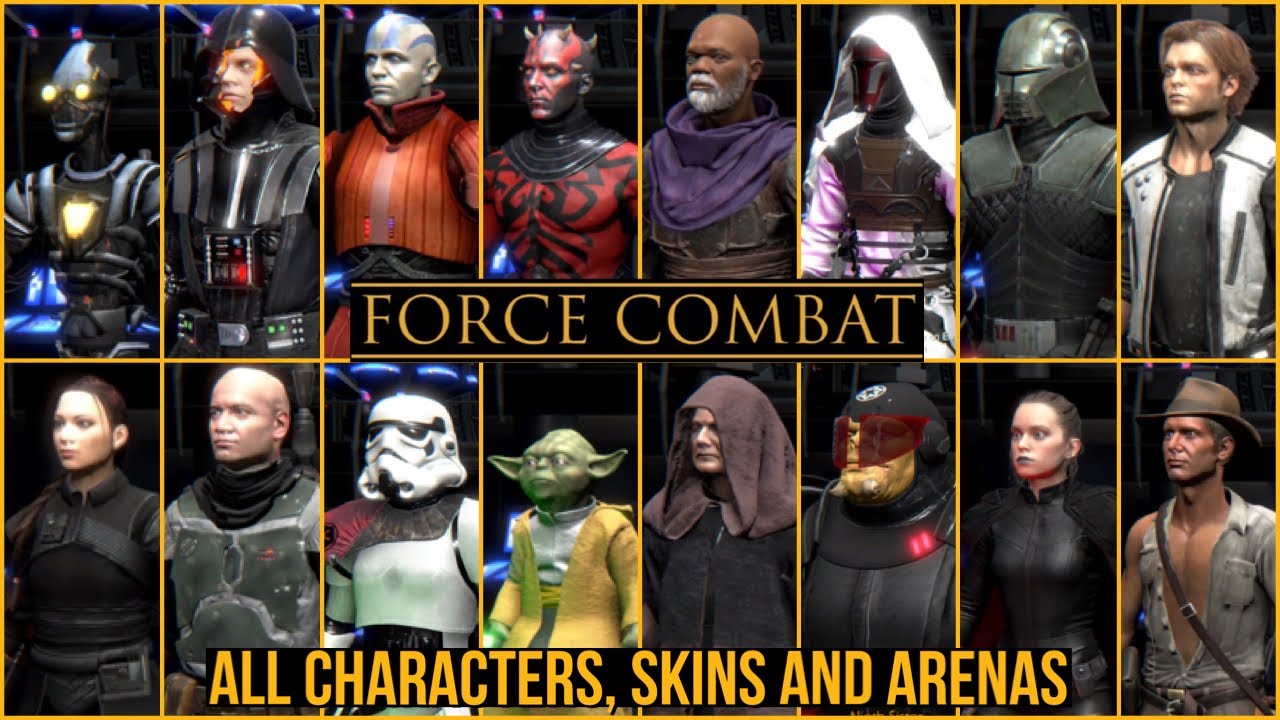 FORCE COMBAT ALL CHARACTERS, SKINS AND ARENAS - YouTube