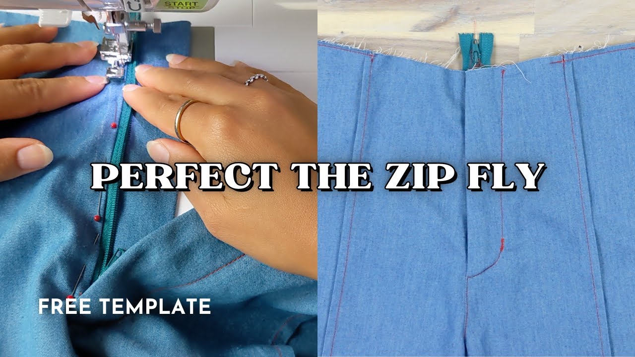 How to Sew a Trouser Fly Front Zipper + FREE template - YouTube