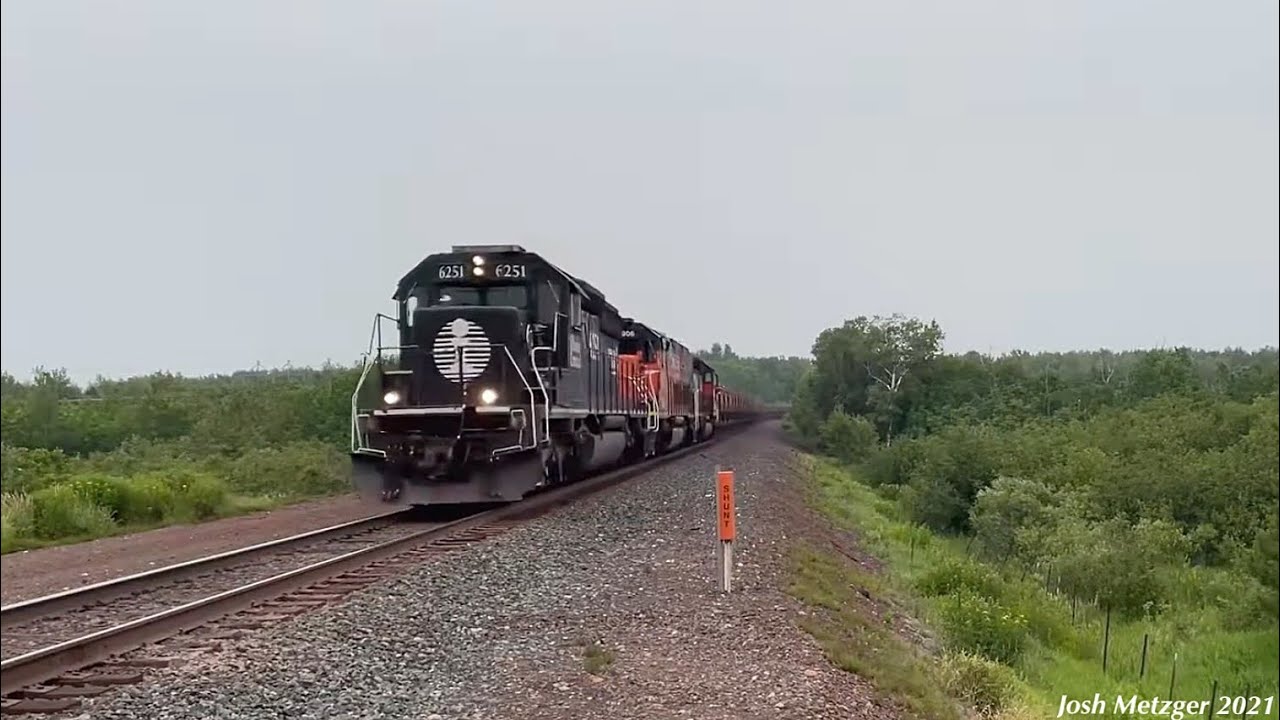 CN SBD limestone train w/ IC (Death Star) SD40-3 #6251, BLE SD40T-3 ...