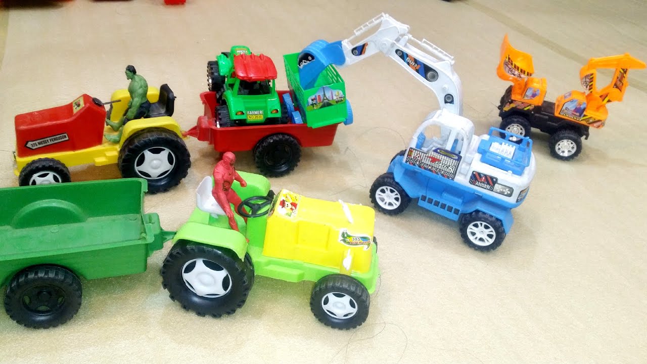 Excavator JCB Toy Video, Toy Train, Dumper Truck, Tractor Trolley Toy ...