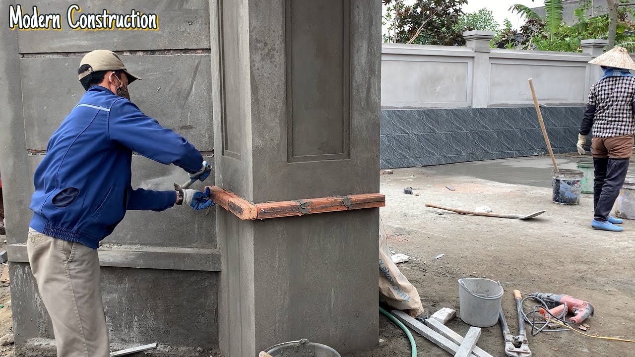 Construction Techniques For Beautiful Gate Column Decoration With Sand ...