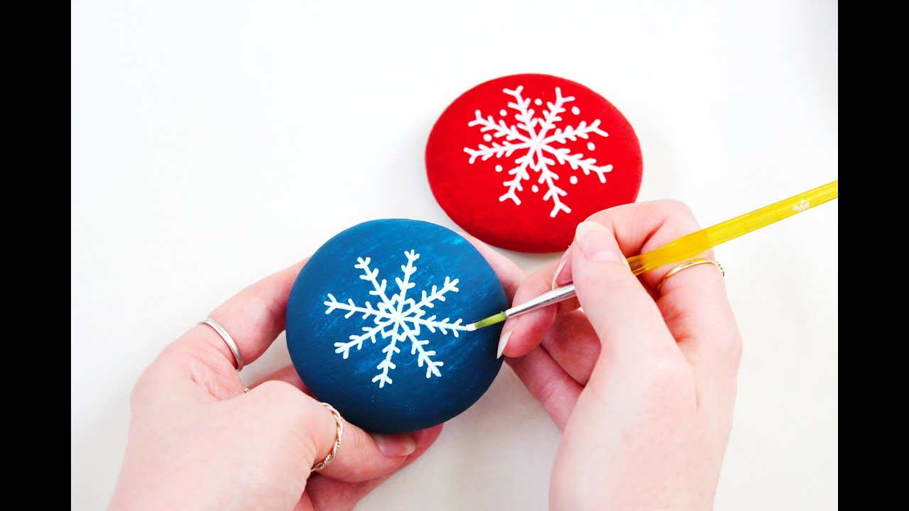 Easy Snowflake Painted Rocks | Step-by-Step Tutorial - YouTube