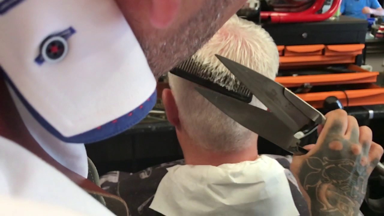 Sheep Shears to CUT MENS HAIR - Slow Mo - Super Shears!! - YouTube