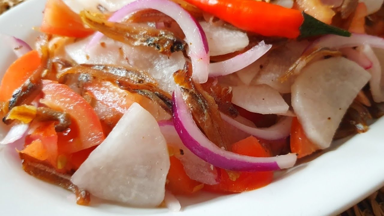 Ensaladang Labanos With Crispy Dilis || Raddish Salad With Crispy Fried ...