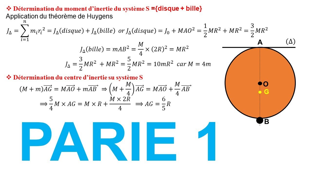 Mecanique Partie 1: calcul du moment d'inertie + oscillation mécanique ...