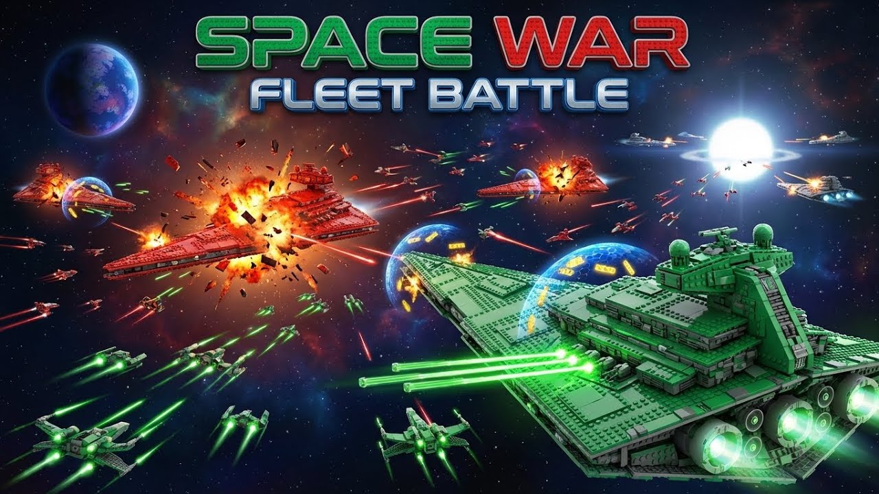 LEGO Space Battle - GREEN vs RED Fleet Epic Space Warfare - Star ...