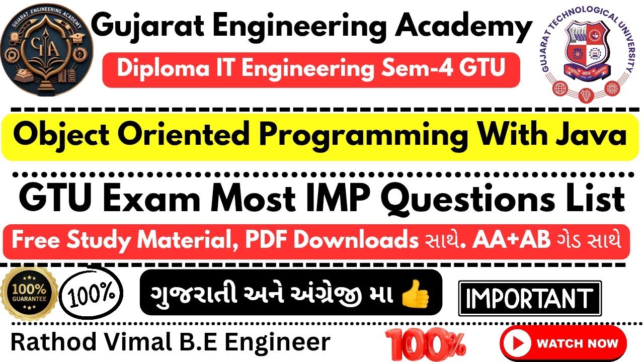 Sem 4 It Object Oriented Programming With Java Gtu Most Imp Questions 💯 Free 🆓 Pdf Downloads