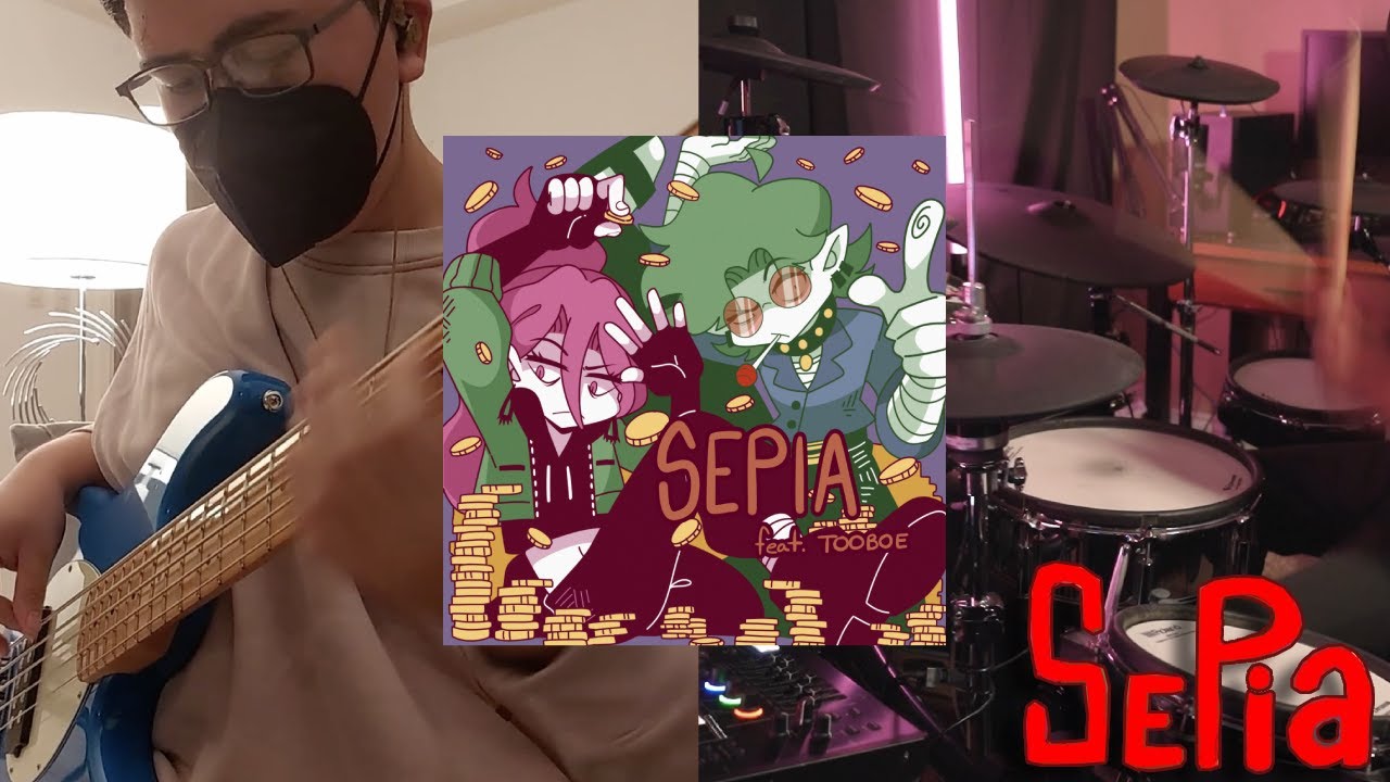 【Bass & Drum Cover】Sepia feat. TOOBOE - Mori Calliope w/ @thebassdude_ch