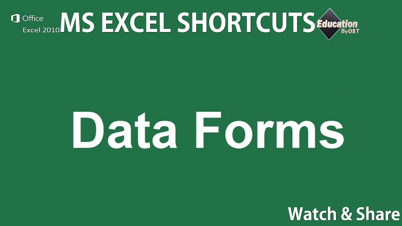 17. Data Forms - Microsoft Excel Shortcuts - online accredited ...