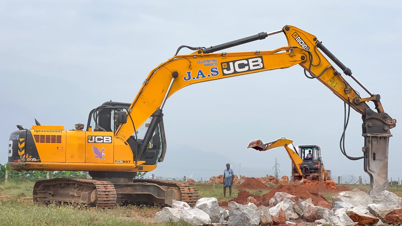 JCB 205 Excavator Breaking to Remove unwanted Rocks private Land and ...