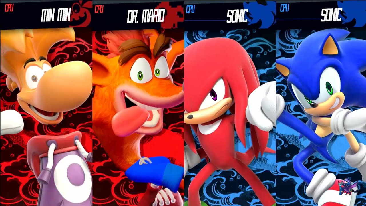 Sonic & Knuckles Vs Crash & Rayman - Super Smash Bros Mods - YouTube
