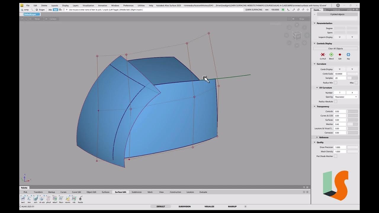 Autodesk Alias Tutorial: Trimming block surfaces with history - YouTube