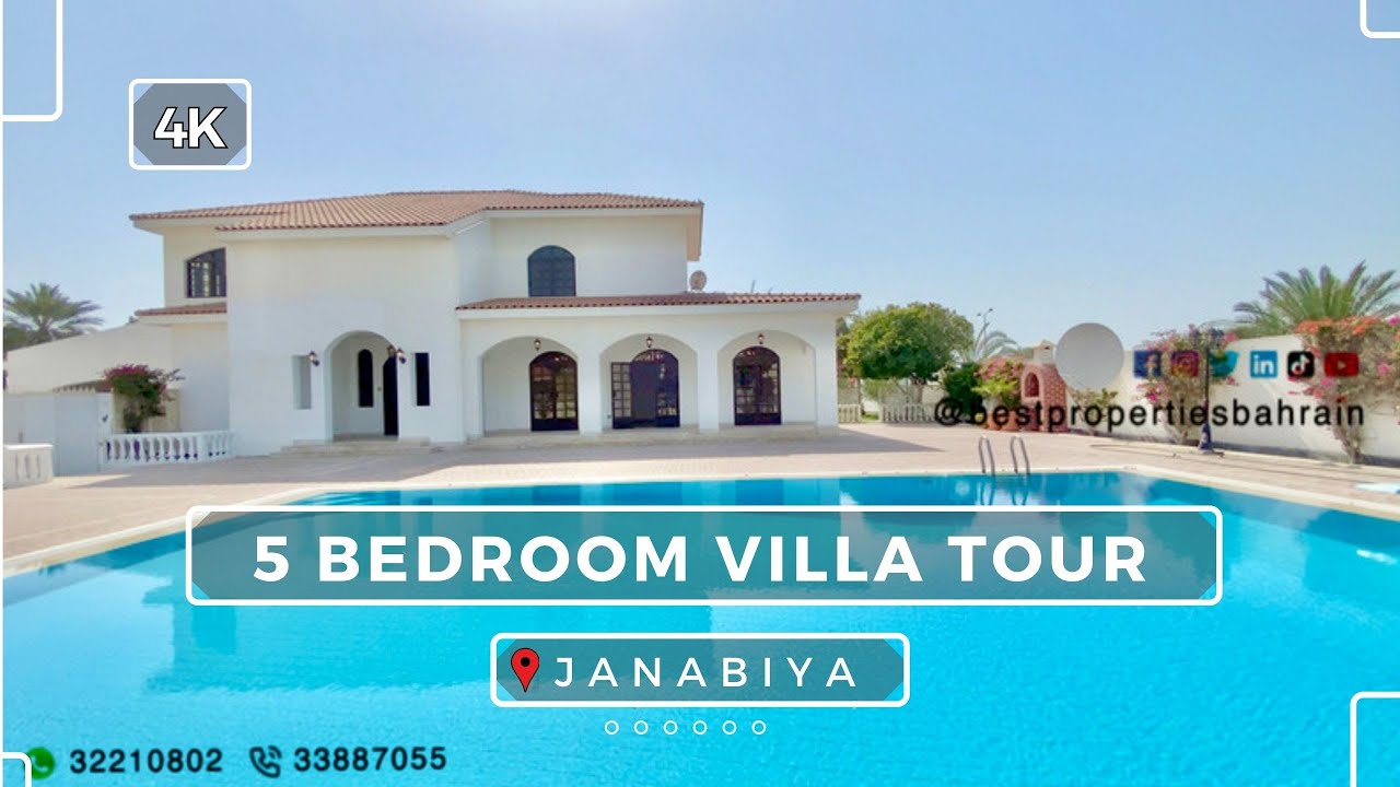 Beautiful Big 5 Bedroom Villa with Pool & Garden - Janabiya, Bahrain ...
