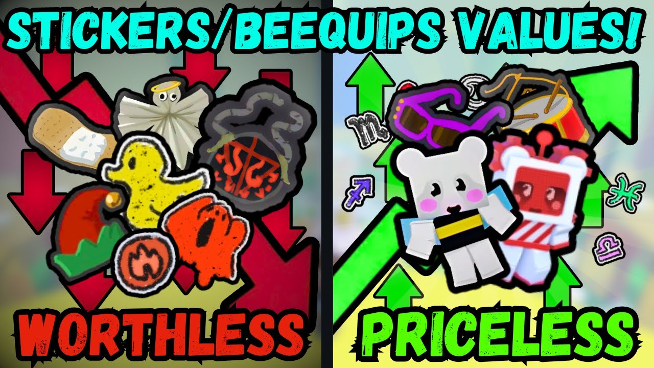 Sticker And Beequip Trading Value Guide! | Bee Swarm Simulator - YouTube