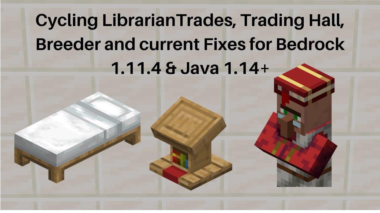 Minecraft Cycling librarian trades, trading hall & breeder Working ...