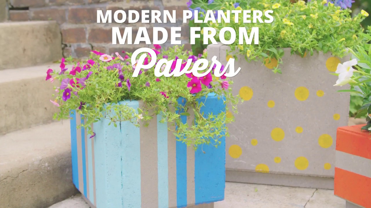 DIY Concrete Planters Made From Pavers - DIY Network - YouTube