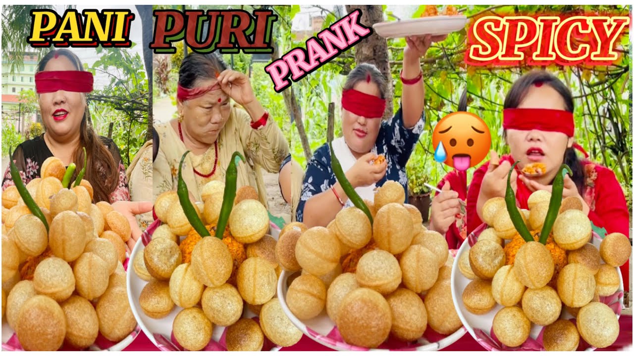 GREEN CHILI PRANK 🥵 SPICY PANI PURI RA GILO CHATPATE EATING CHALLENGE ...