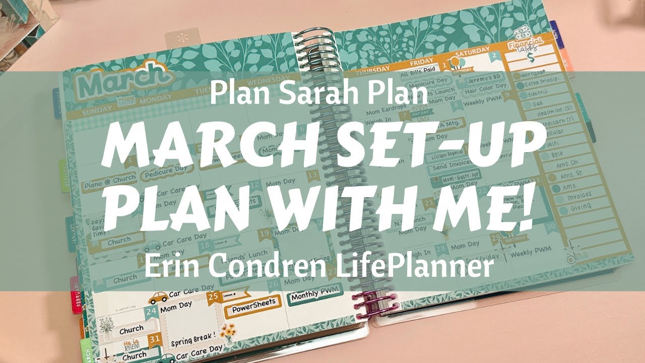 March Set-Up Plan With Me! | Month View | Dashboard | Notes Pages - YouTube