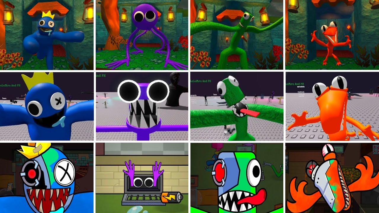 Rainbow Friends Chapter 1 Roleplay Jumpscares V's Concept Rainbow V's ...