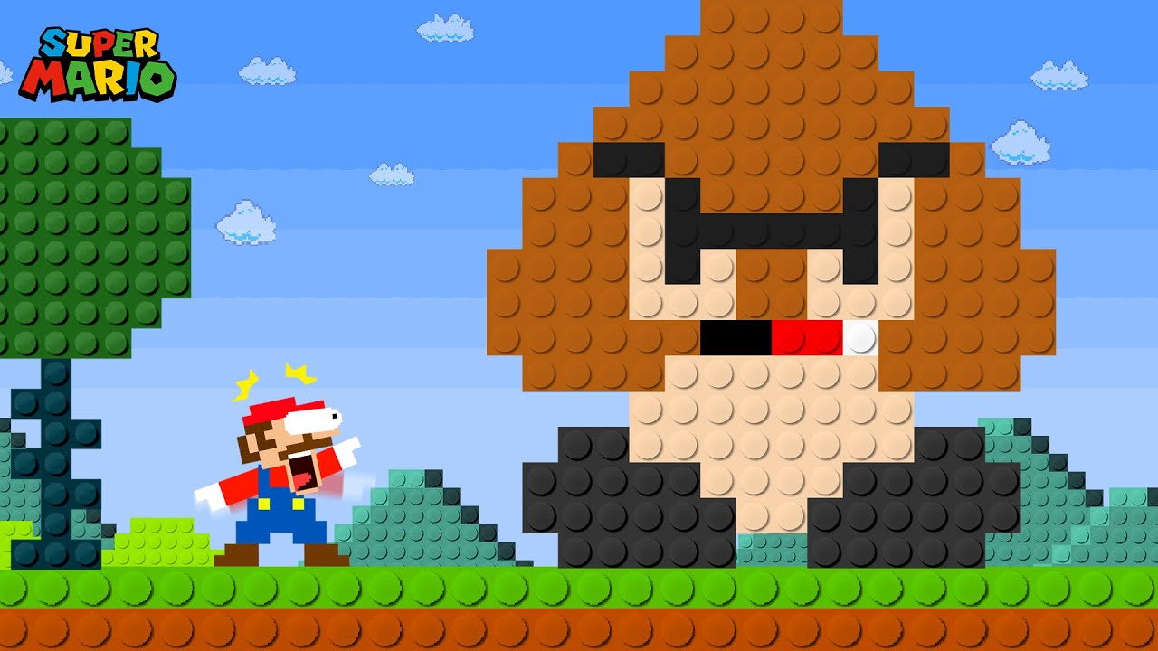 Super Mario Bros. but Mario vs Giant LEGO Gomba Maze | Game Animation ...