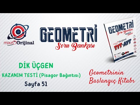 KAZANIM TESTİ (Pisagor Bağıntısı) | Dik Üçgen | Mikro Orijinal Geometri Soru Bankası