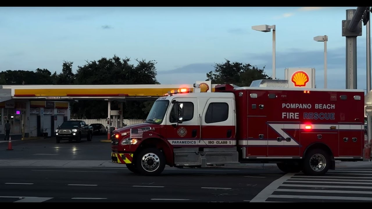 Pompano Beach Fire Rescue BRAND NEW Rescue unit transporting | Lights ...