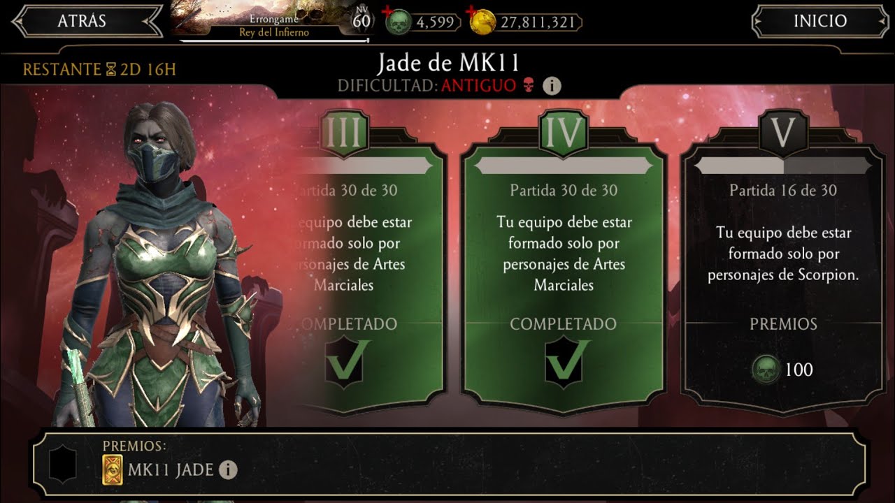 Mortal Kombat mobile DESAFÍO Jade MK11 (modo Dios antiguo) Torre 5 part ...