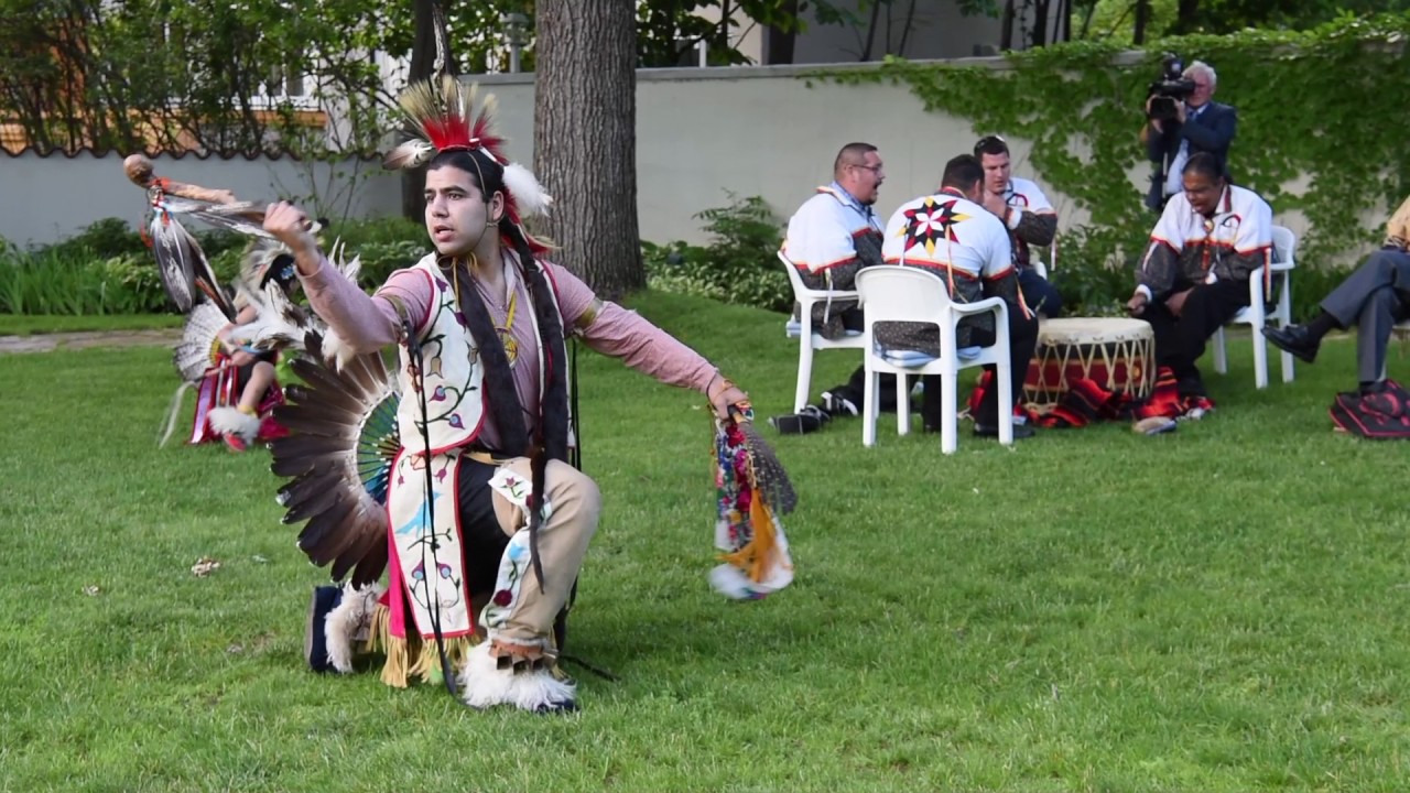 Algonquin flags raised at German Ambassador's Ottawa residence - YouTube