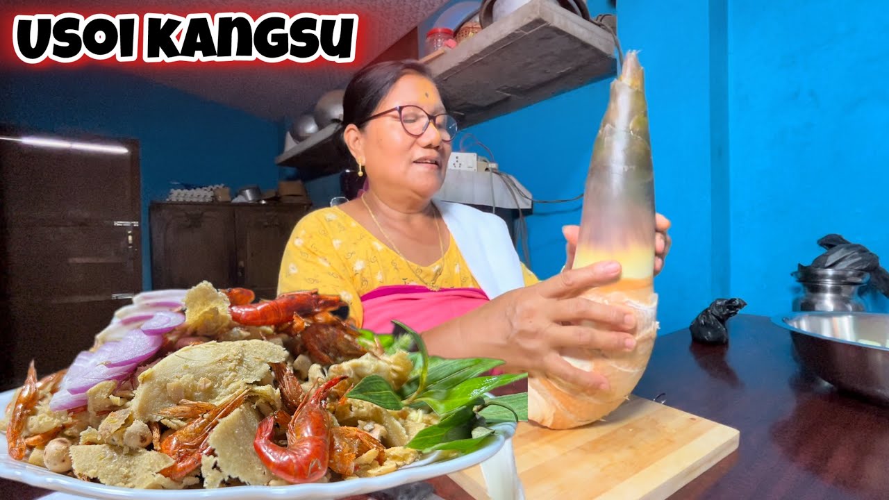 USOI KANGSU (a type of fresh bamboo shoot spicy salad) || Manipuri home ...