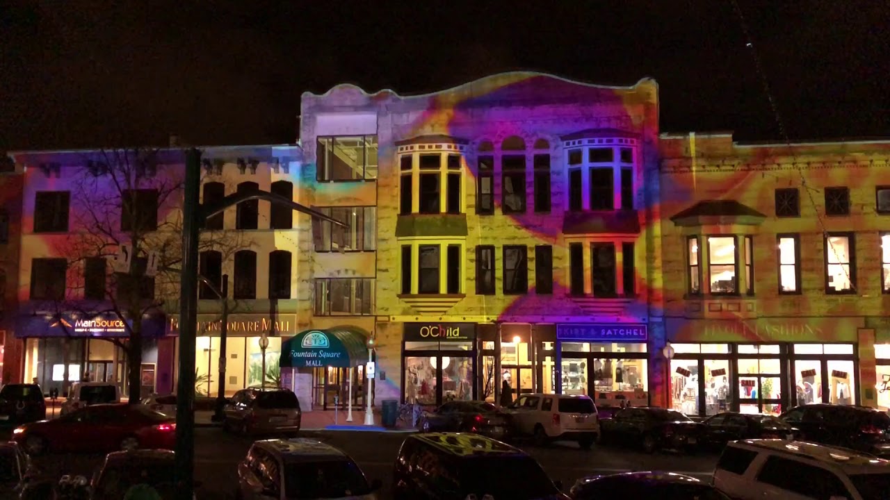 Fountain Square Mall (Bloomington, IN) projection mapping - YouTube
