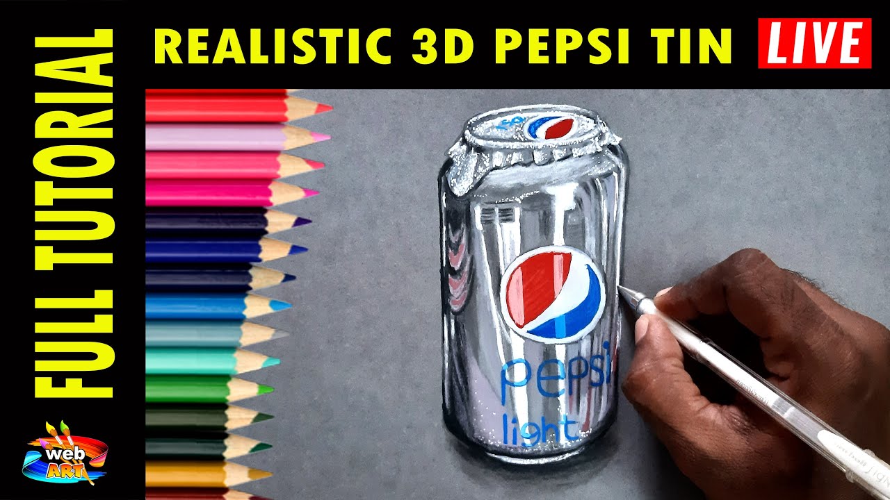 🔴3d Pepsi can 🔴Drawing of a Pepsi can 🔴How to draw 3D Art,🔴web art#28🔴 ...
