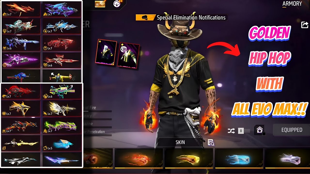 Golden Hip Hop With ALL EVO MAX !! FREE FIRE COLLECTION VIDEO #128 ...
