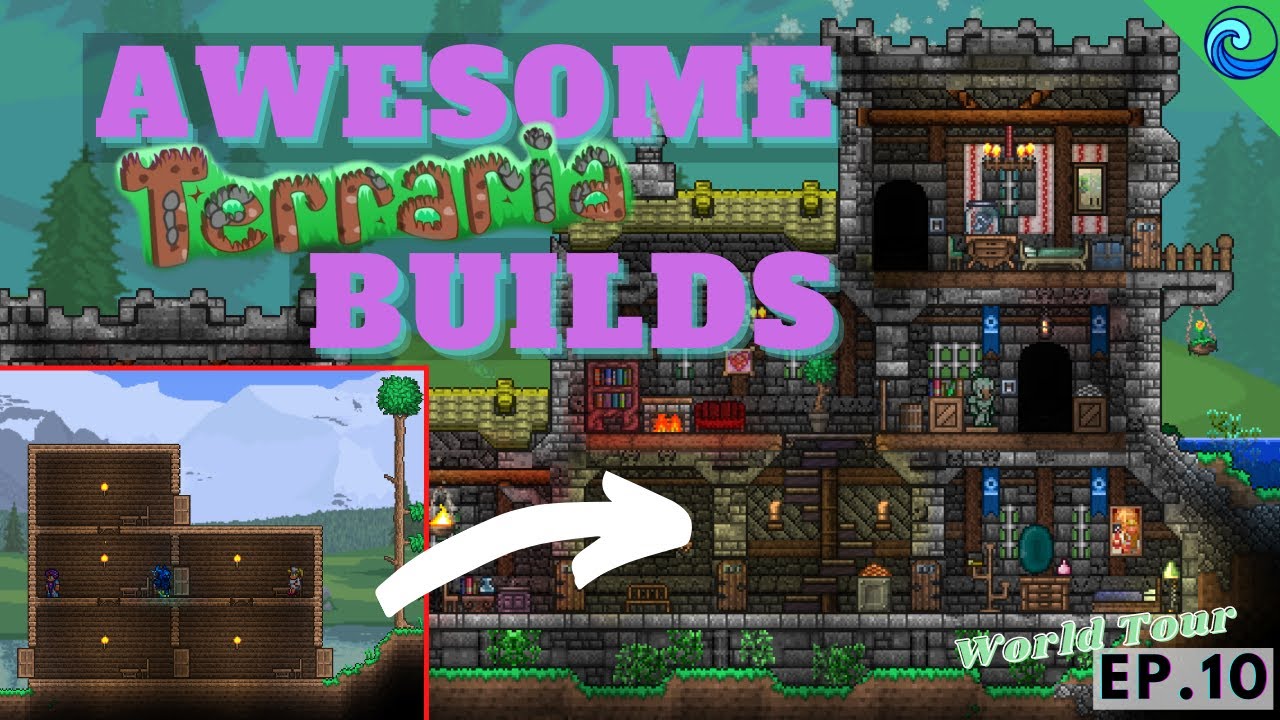 AWESOME TERRARIA BUILDS: The Keep and The Castle. (World Tour #10 ...