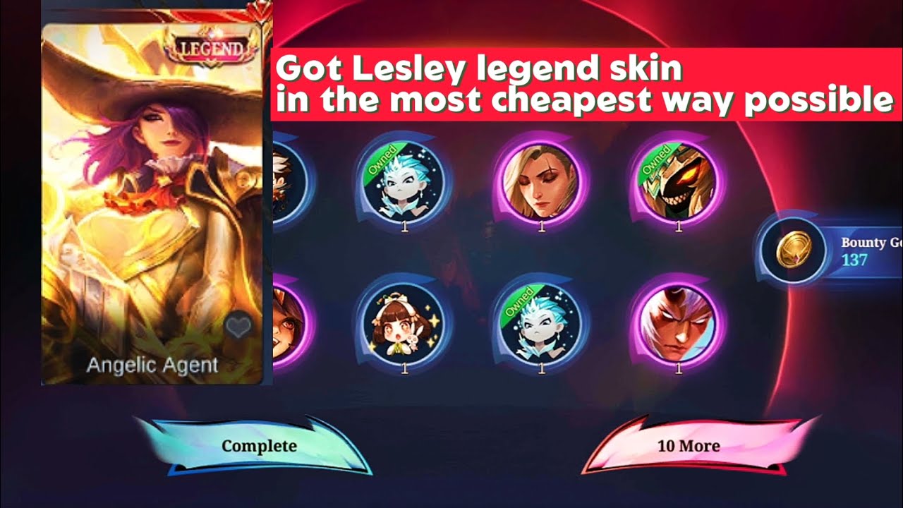 How to get Lesley legend skin in the most cheapest way possible. Mobile ...